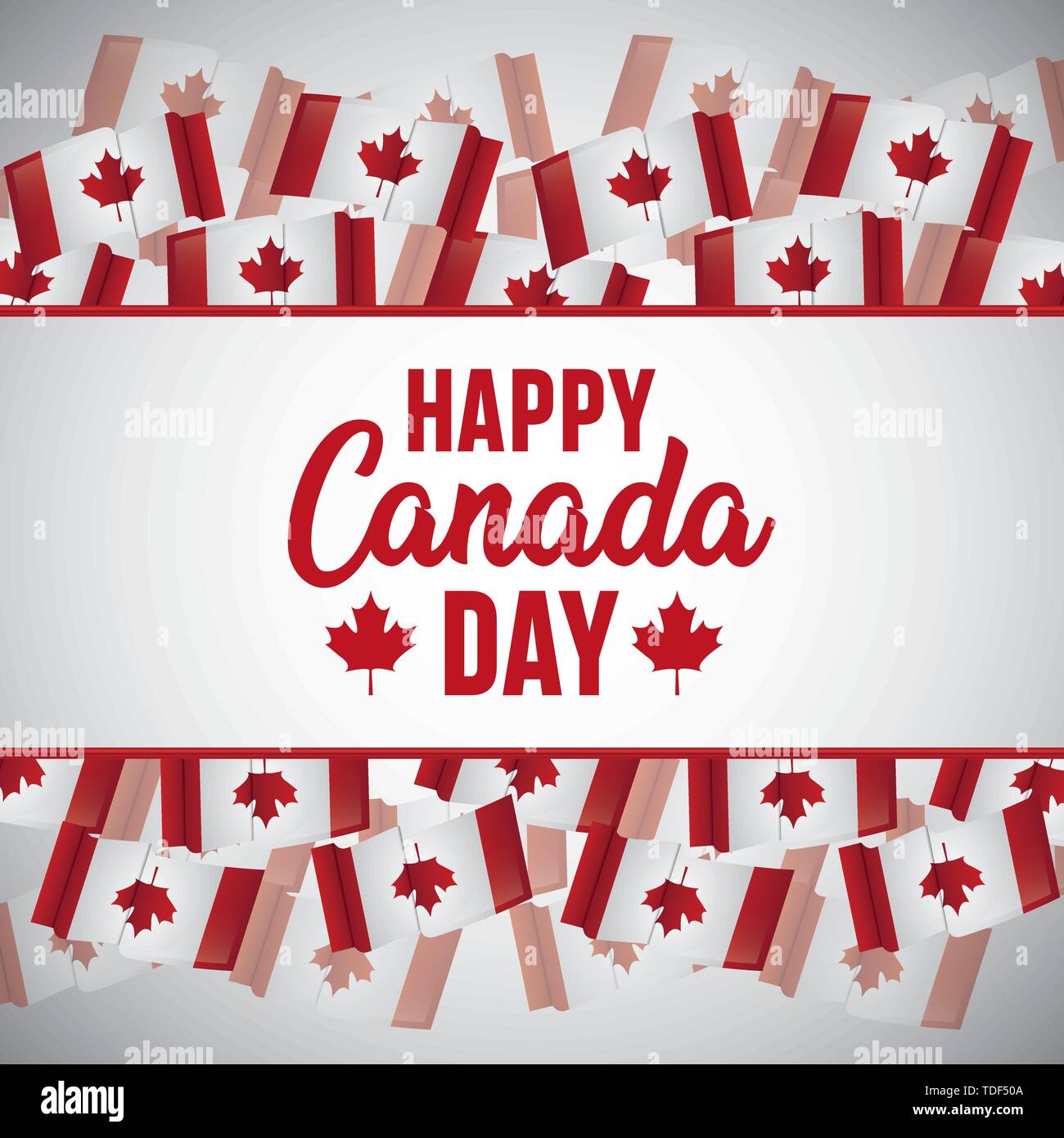 poster of happy canada day with flags vector illustration design Stock ...