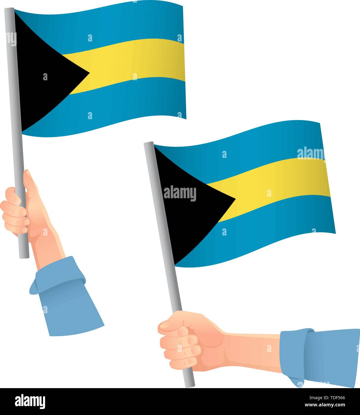 Bahamas flag in hand. Patriotic background. National flag of Bahamas ...