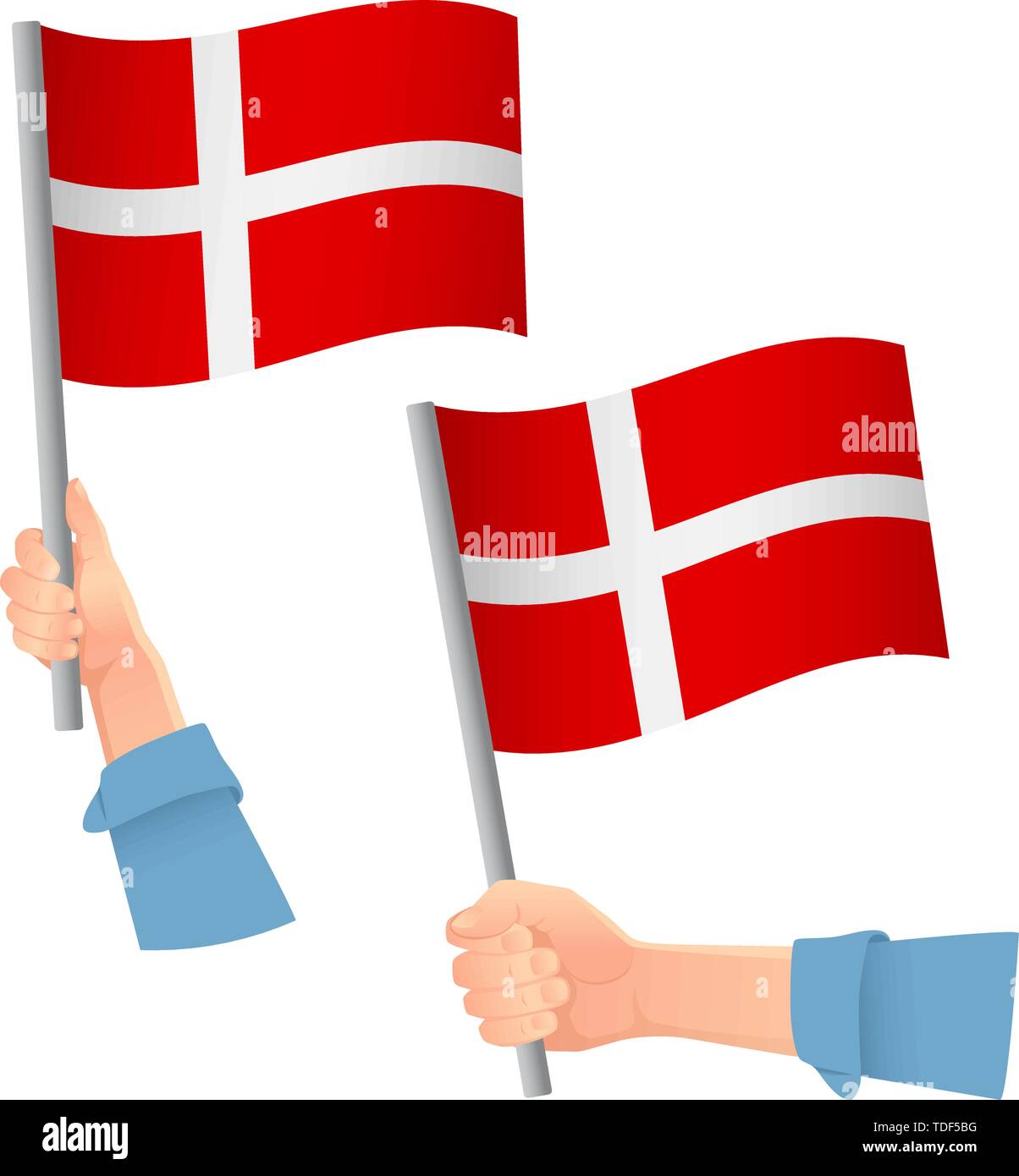 Denmark flag in hand. Patriotic background. National flag of Denmark ...