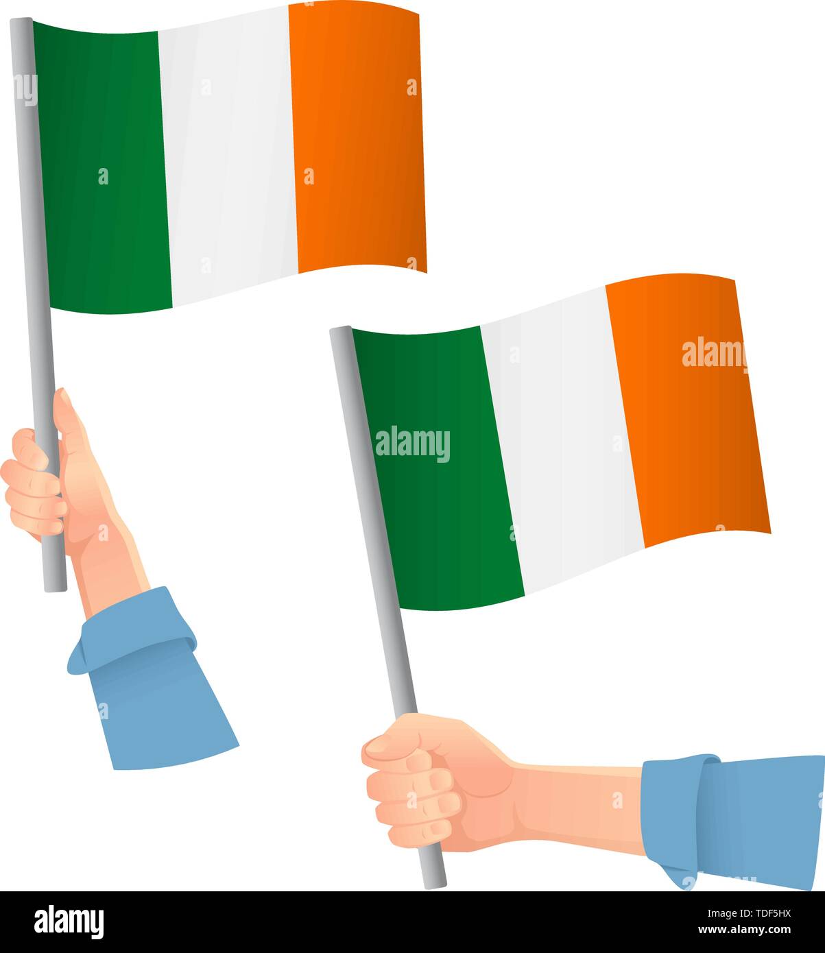 Ireland flag in hand. Patriotic background. National flag of Ireland ...