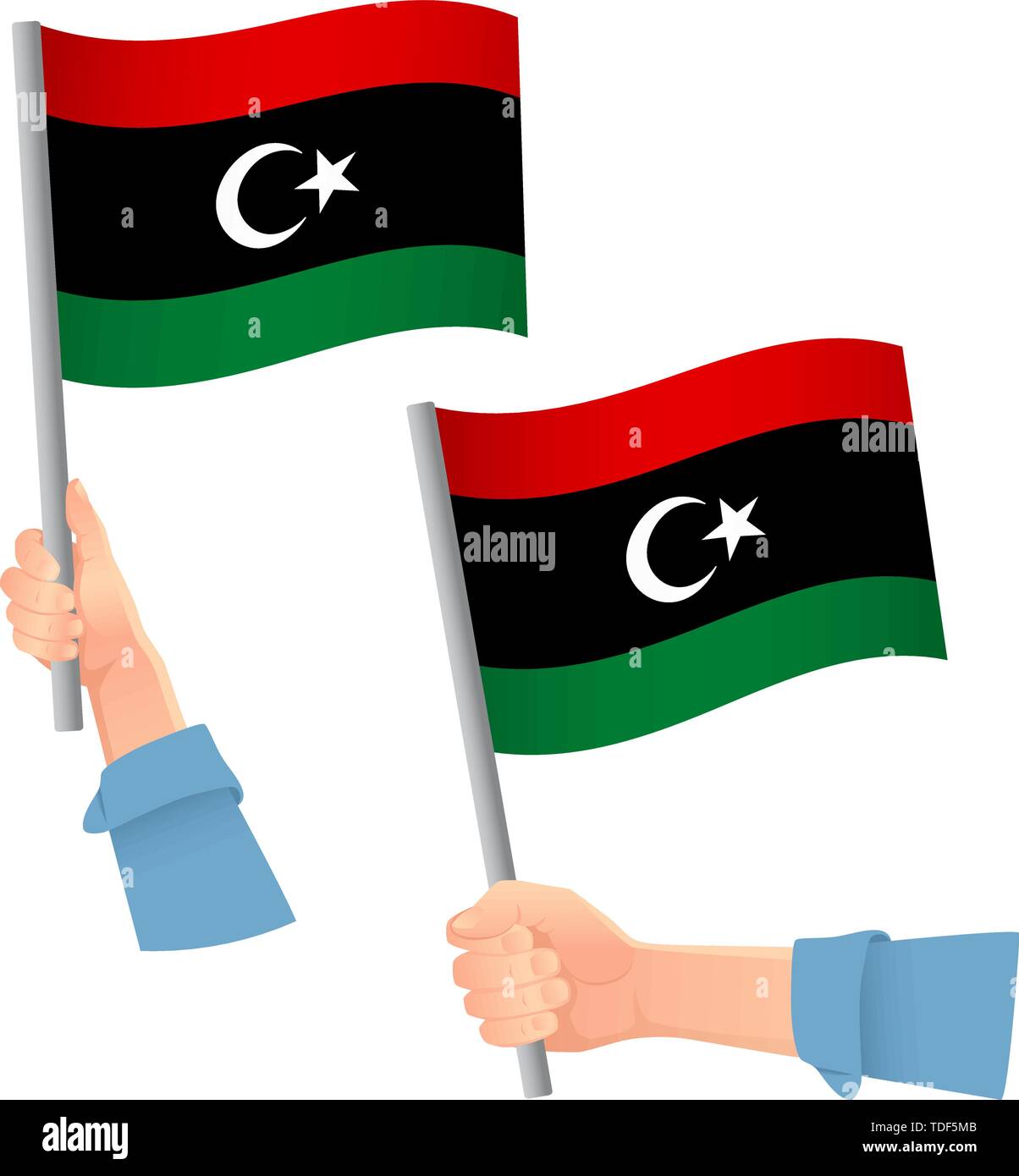 libya flag in hand. Patriotic background. National flag of libya vector illustration Stock ...