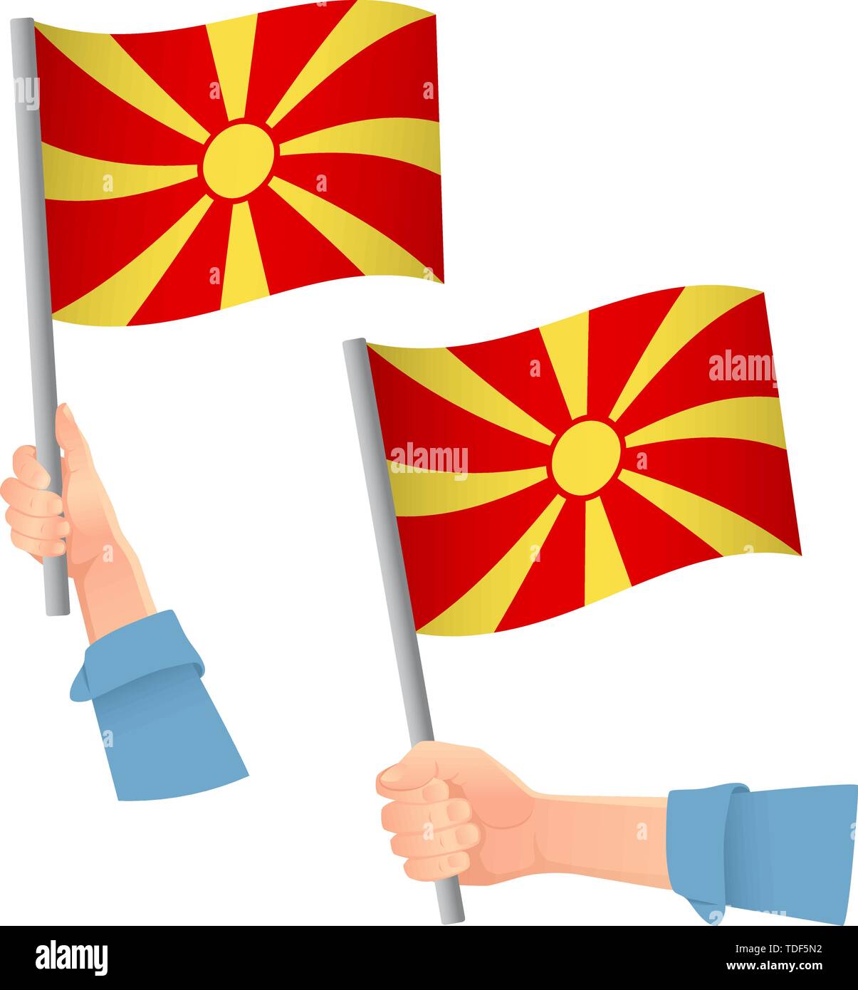 Macedonia flag in hand. Patriotic background. National flag of ...