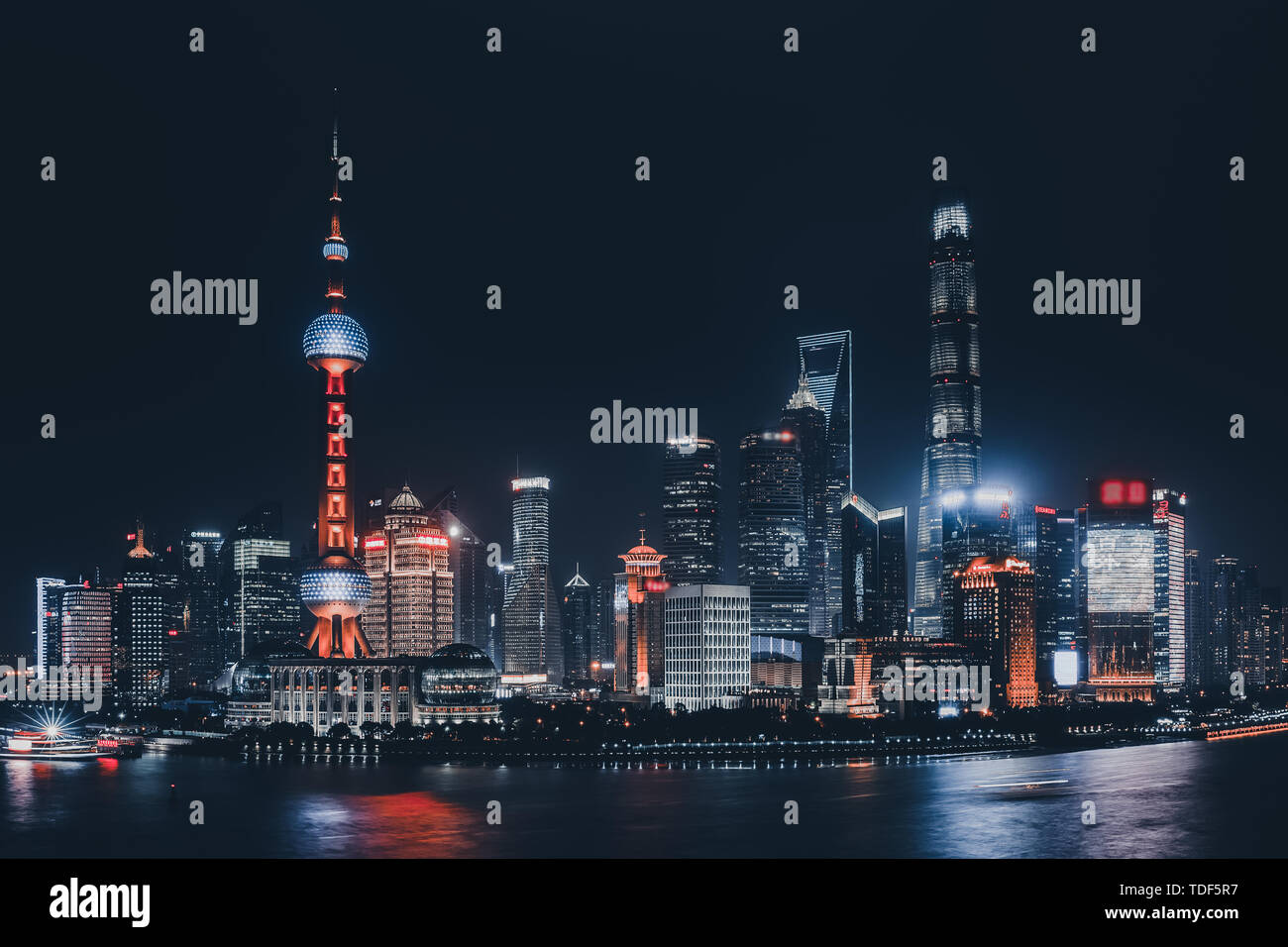Dusk night view of Pudong, Shanghai Stock Photo - Alamy