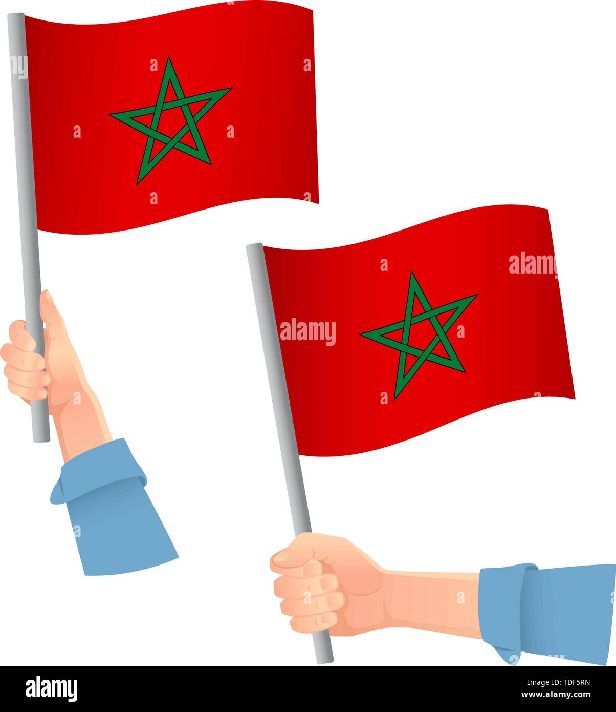 Morocco flag in hand. Patriotic background. National flag of Morocco ...