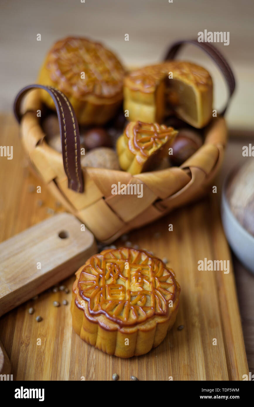 Mid-Autumn Festival moon cakes with nuts Stock Photo - Alamy