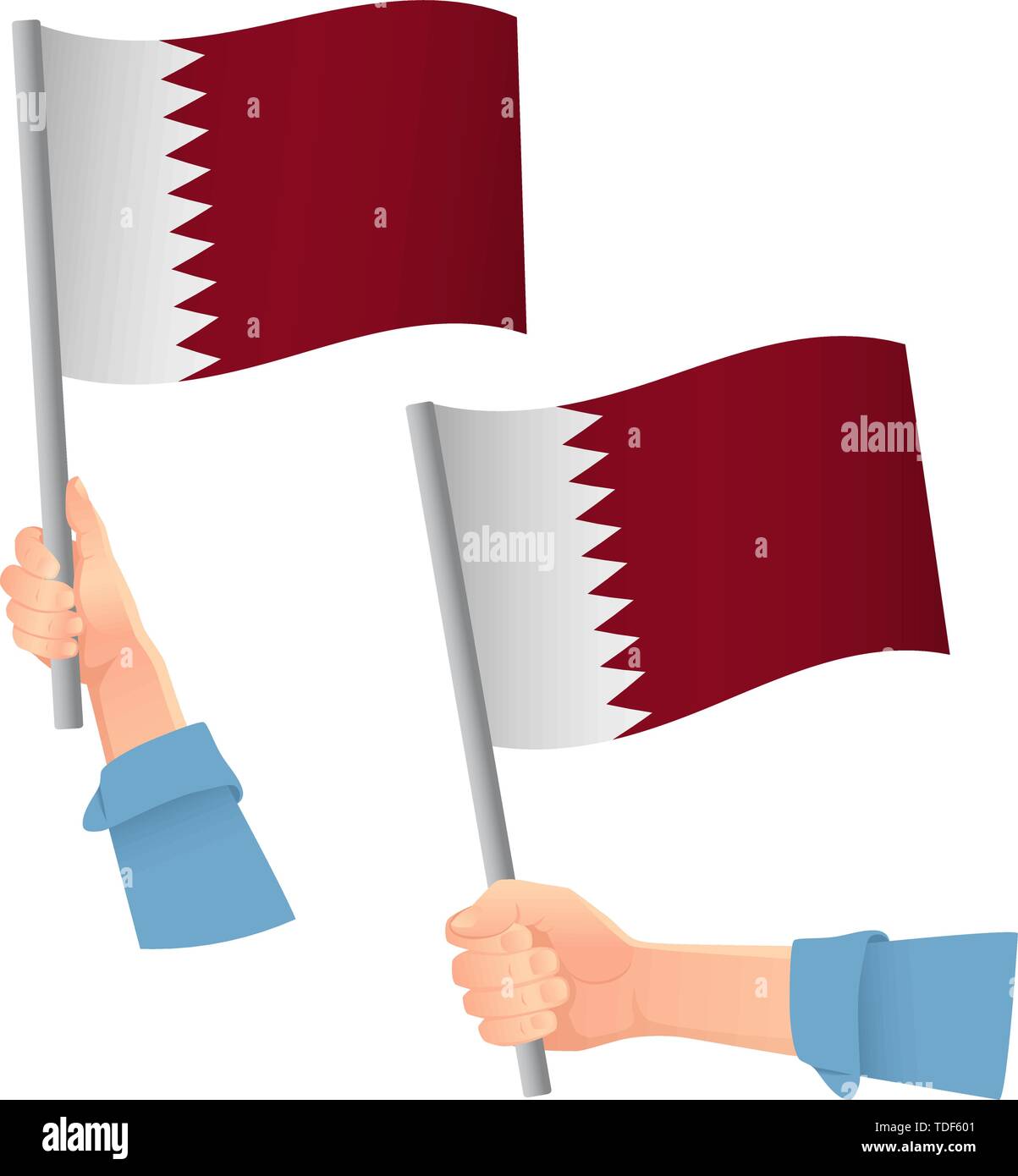 Qatar flag in hand. Patriotic background. National flag of Qatar vector ...