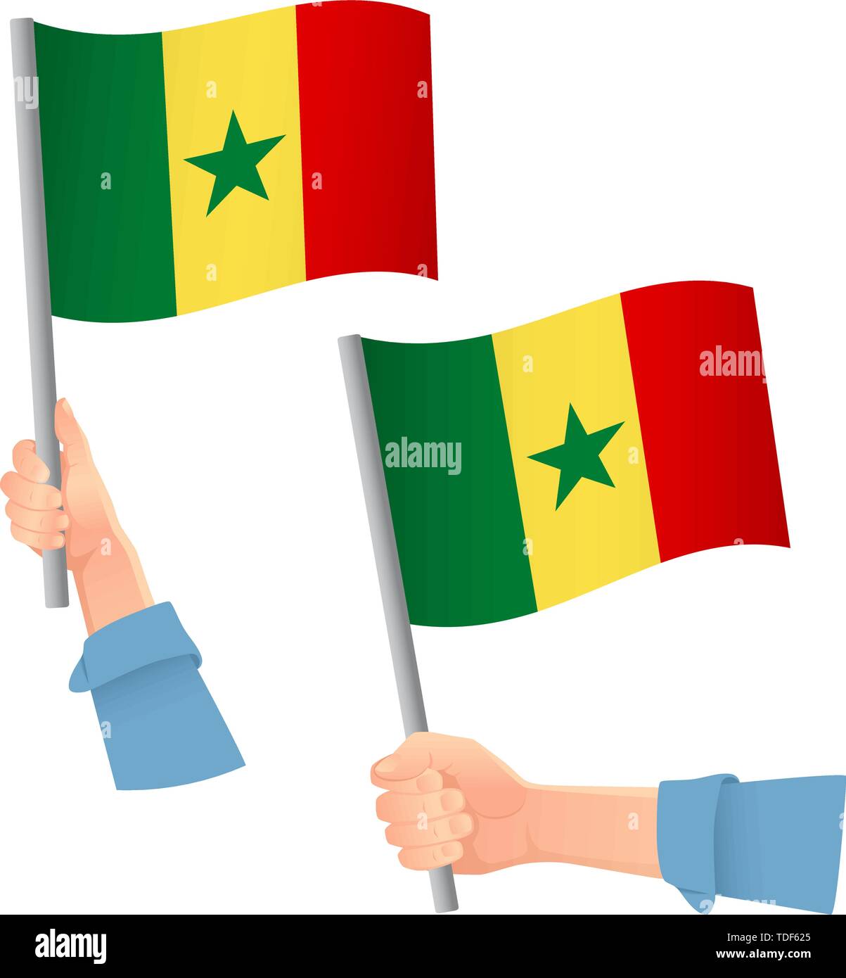 Senegal flag in hand. Patriotic background. National flag of Senegal ...
