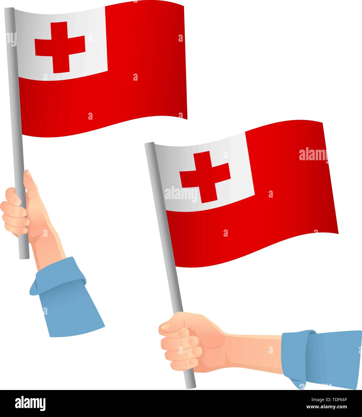 Tonga flag in hand. Patriotic background. National flag of Tonga vector ...