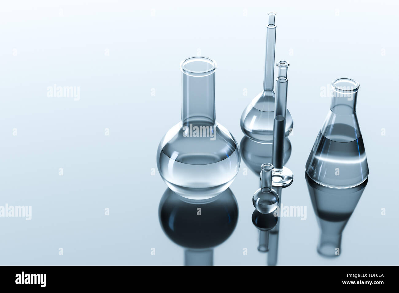 Laboratory chemical utensils, three-dimensional rendering Stock Photo ...