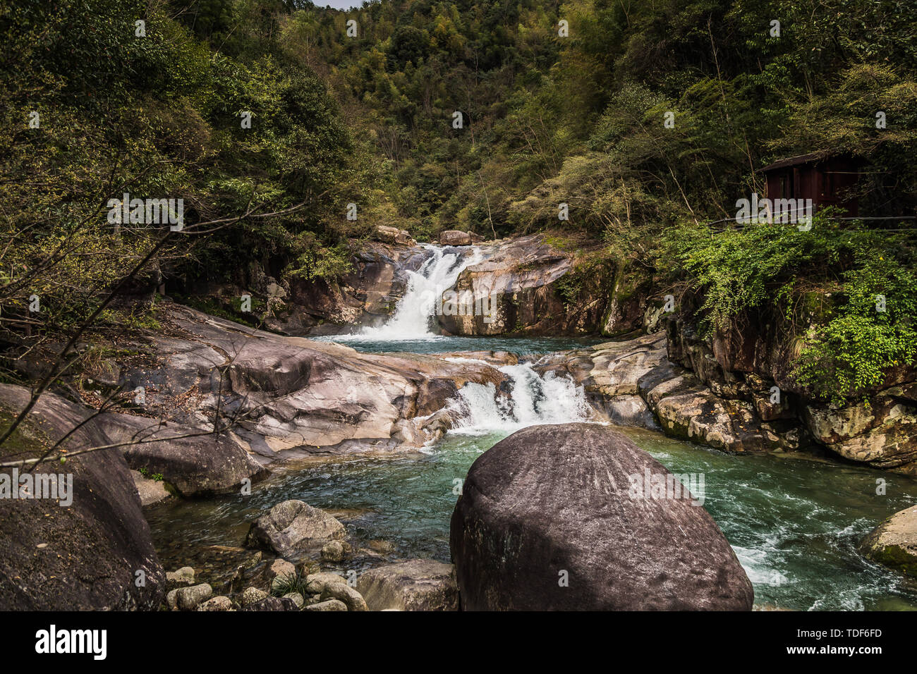 Jiangxi, Wuyuan, Wolong Valley, waterfall, water flow Stock Photo - Alamy