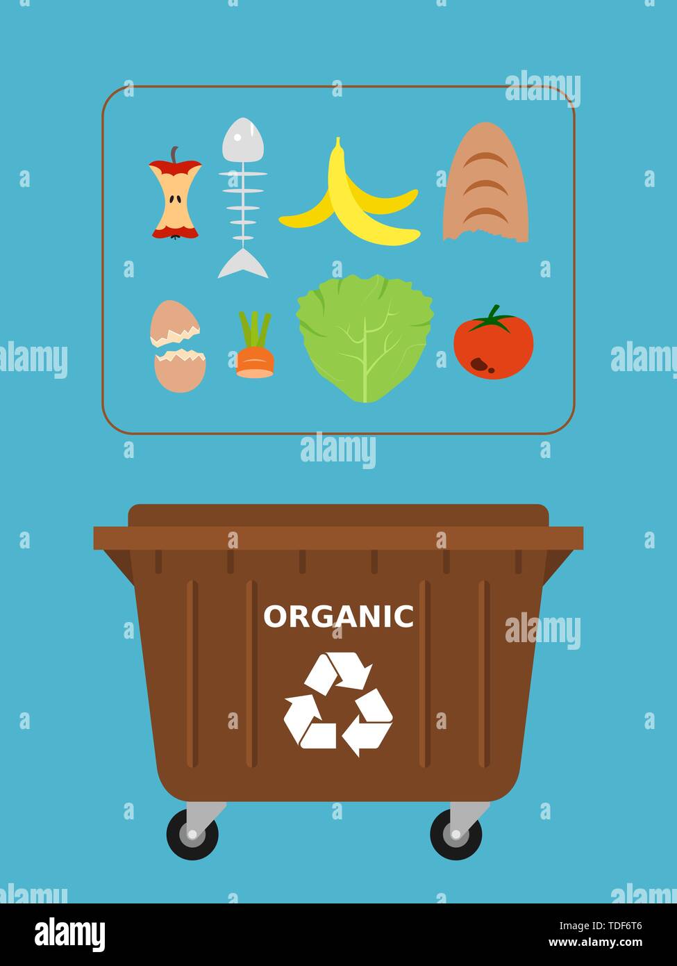 Trash dumpster for recyclable organic waste. Brown container, food ...