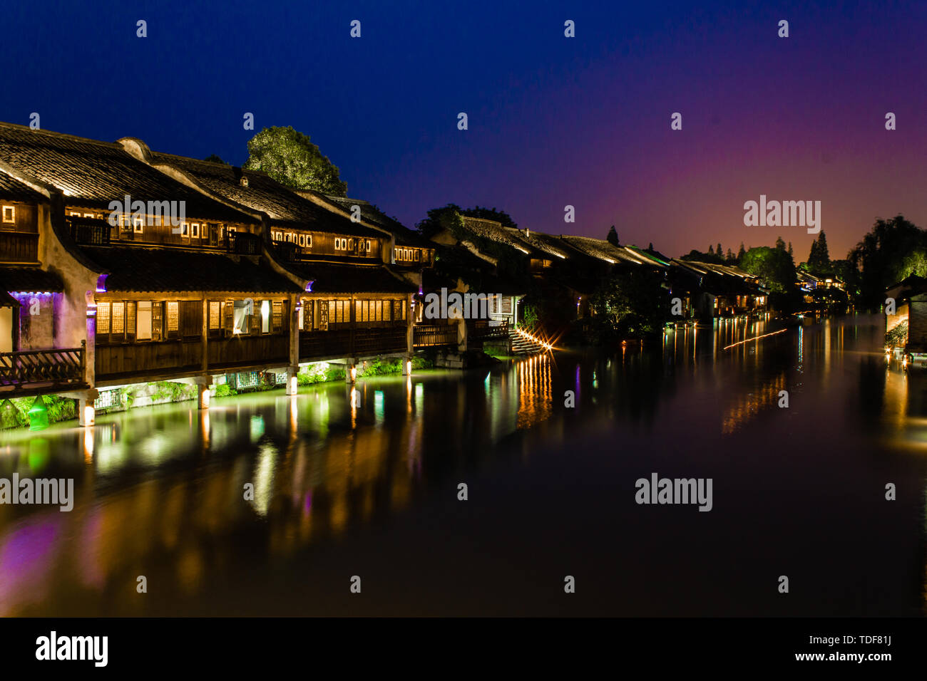 Night view of Wuzhen ancient town Stock Photo - Alamy