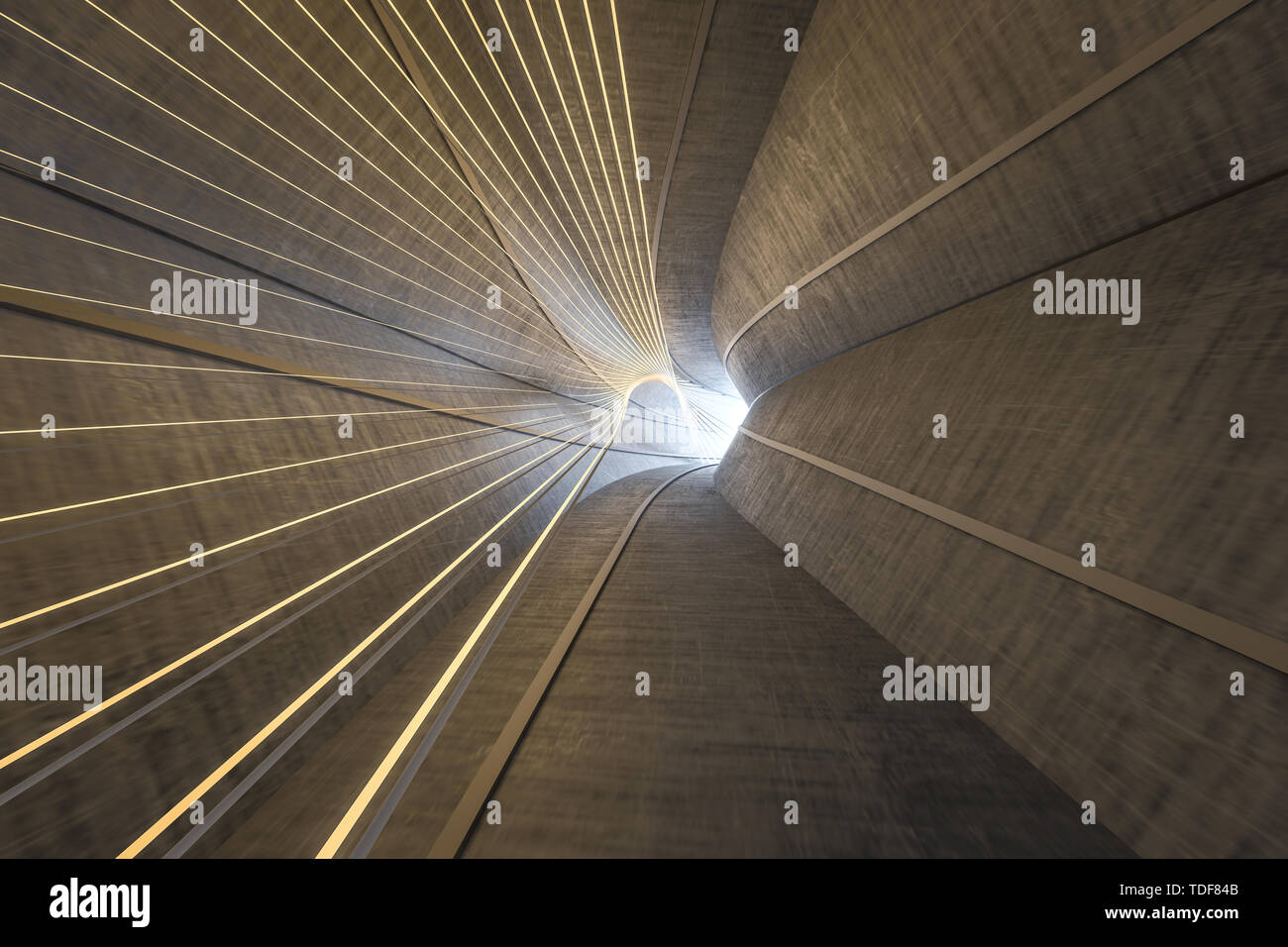 Three-dimensional rendering, curve channels with scattering luminous ...