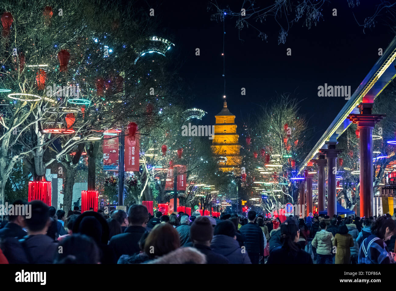 2018 Xi'an Year Most China, Big Wild Goose Pagoda, Datang Night City ...