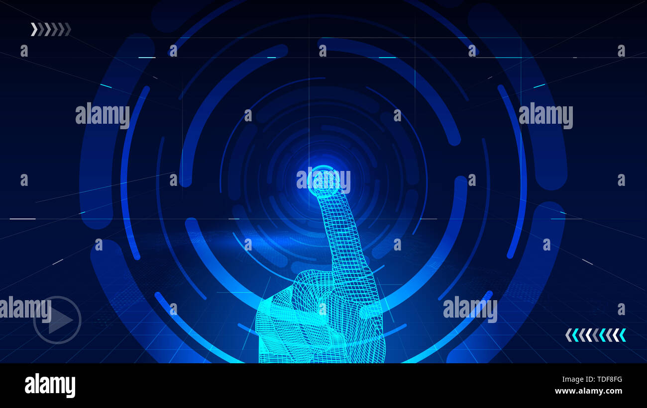Hand touching screen, AI AI technology concept idea Stock Photo - Alamy