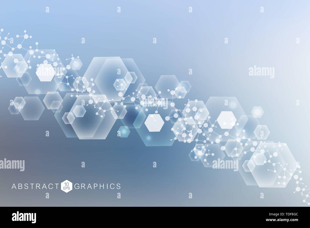Science network pattern, connecting lines and dots. Technology hexagons ...