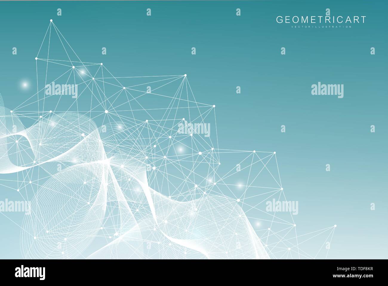 Geometric abstract background with connected line and dots. Structure molecule and communication ...
