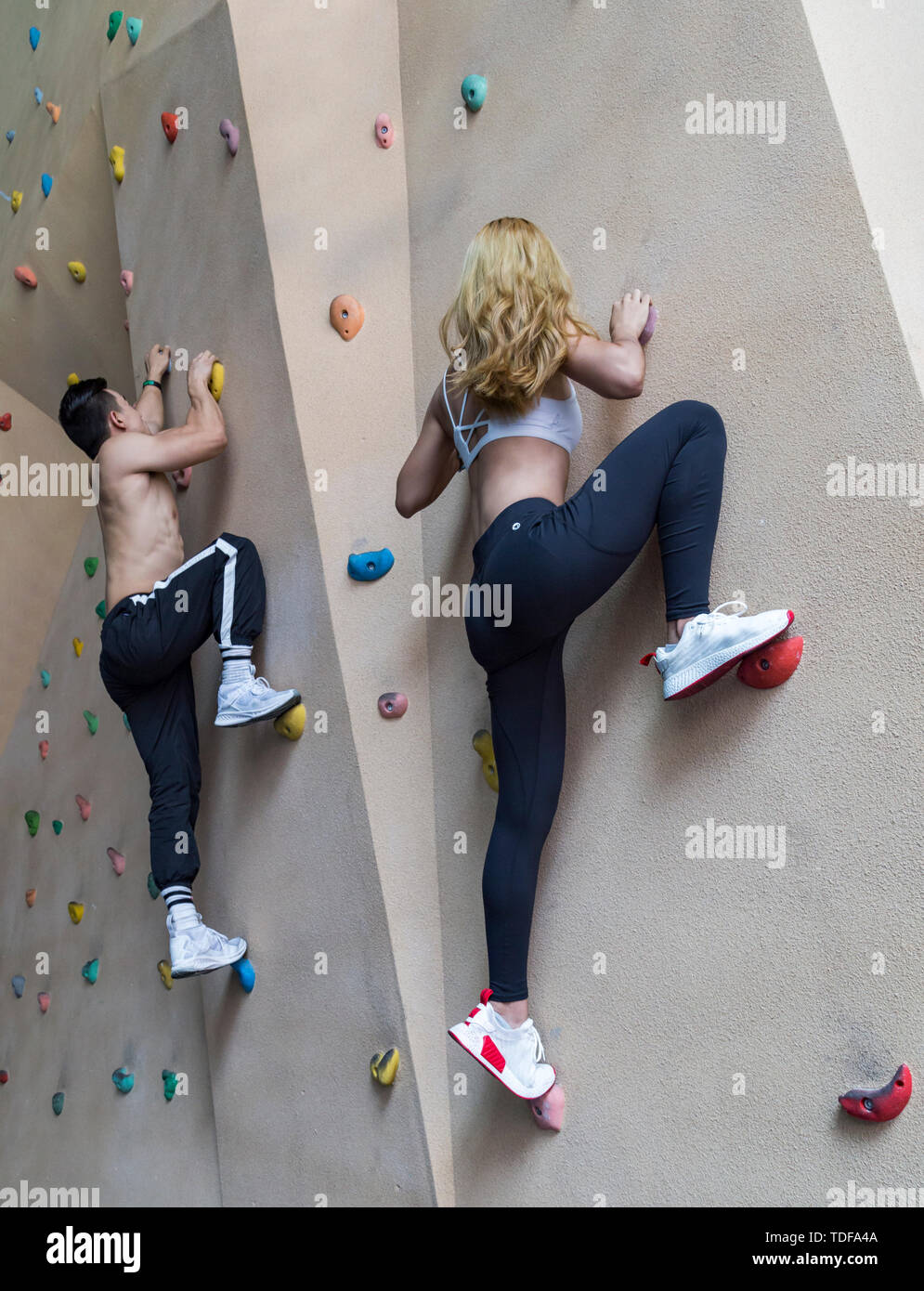 Indoor rock climbing Stock Photo - Alamy