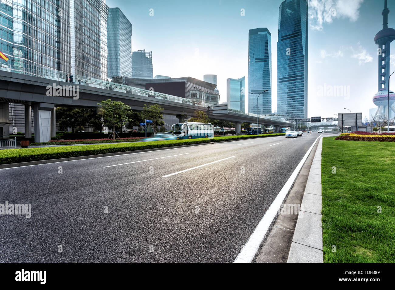 urban road and modern city skyline Stock Photo - Alamy