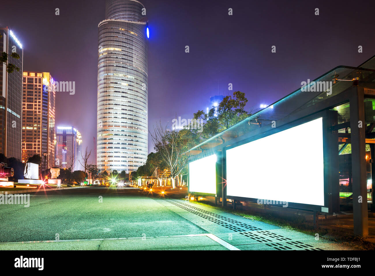 Billboard in the roadside at night Stock Photo - Alamy