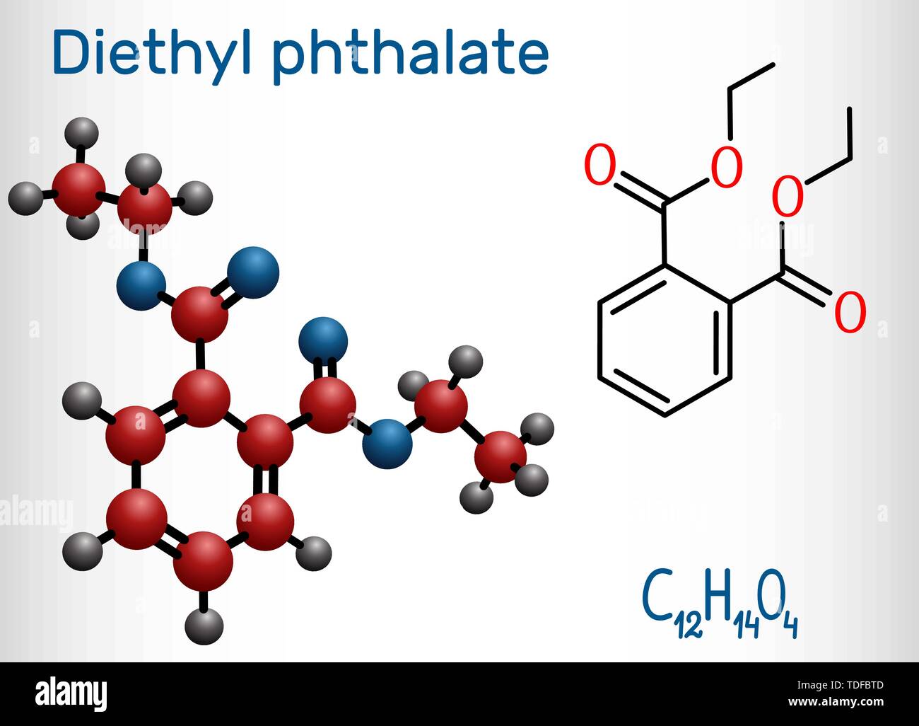 Diethyl phthalate, DEP plasticizer molecule, is a phthalate ester ...