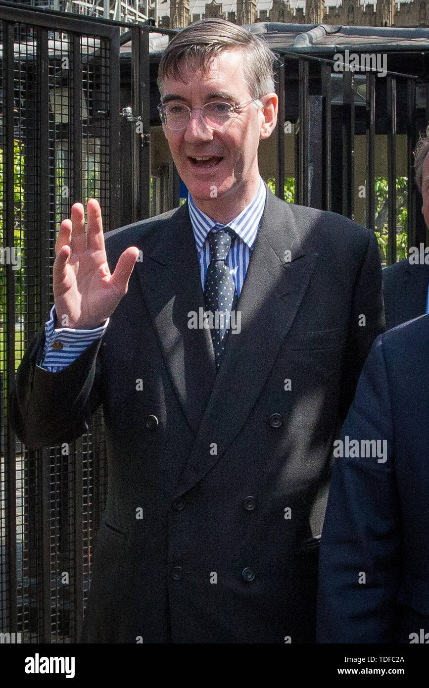 Jacob Rees-Mogg departs the House of Commons, Westminster. Featuring ...