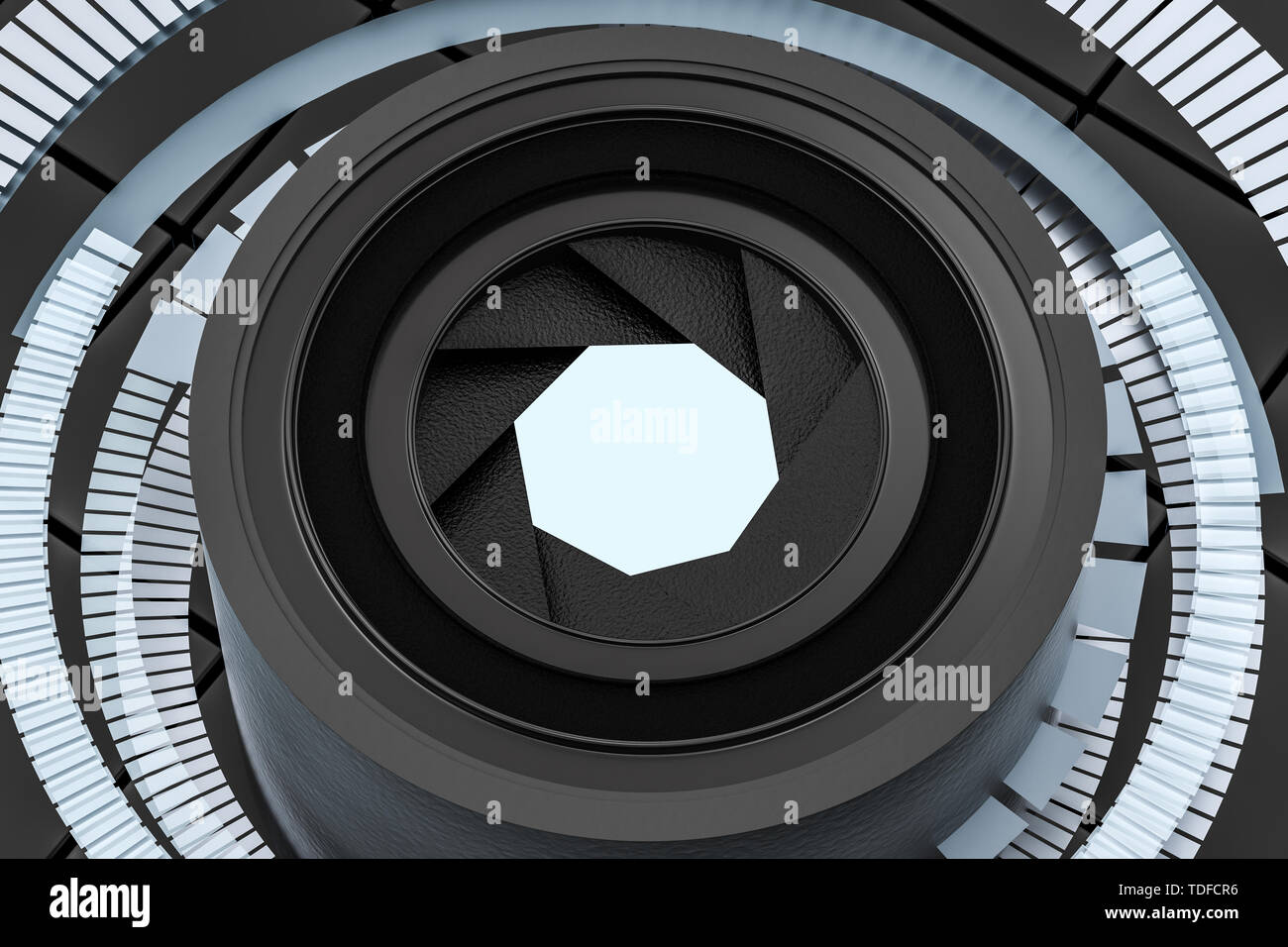 Three-dimensional rendering, lens rendering close-up, tech-sensitive ...