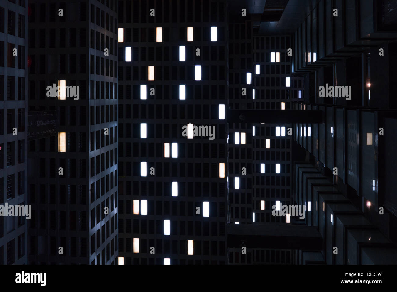 Dark environment with lights on the roof, sci-fi background Stock Photo ...