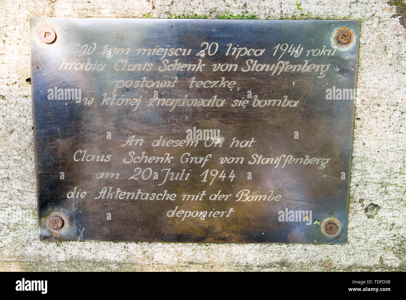 Memorial stone of 20 July plot on a site of briefing room, where Claus ...