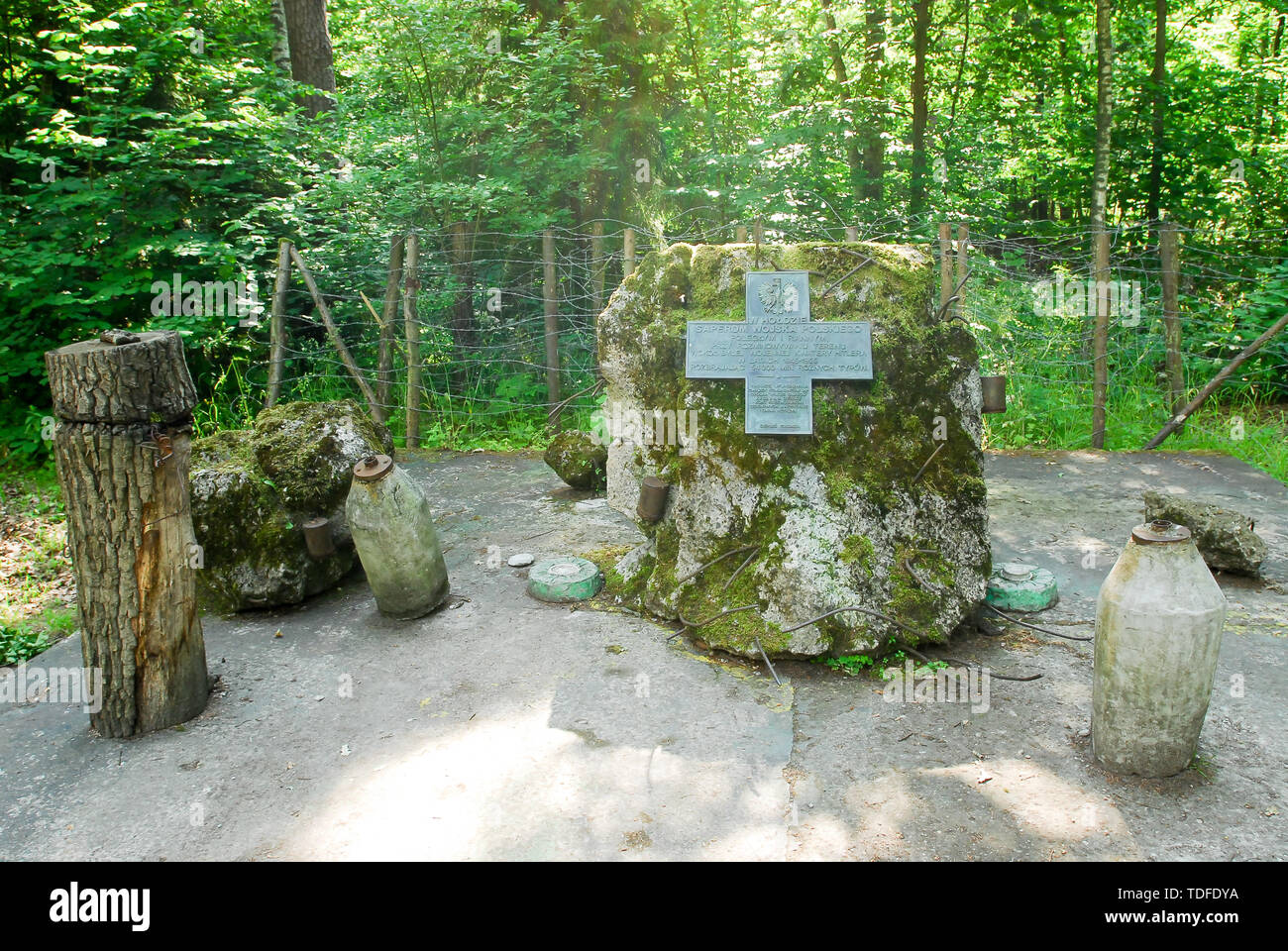 Memorial stone of Polish sappers on a site of briefing room, where ...