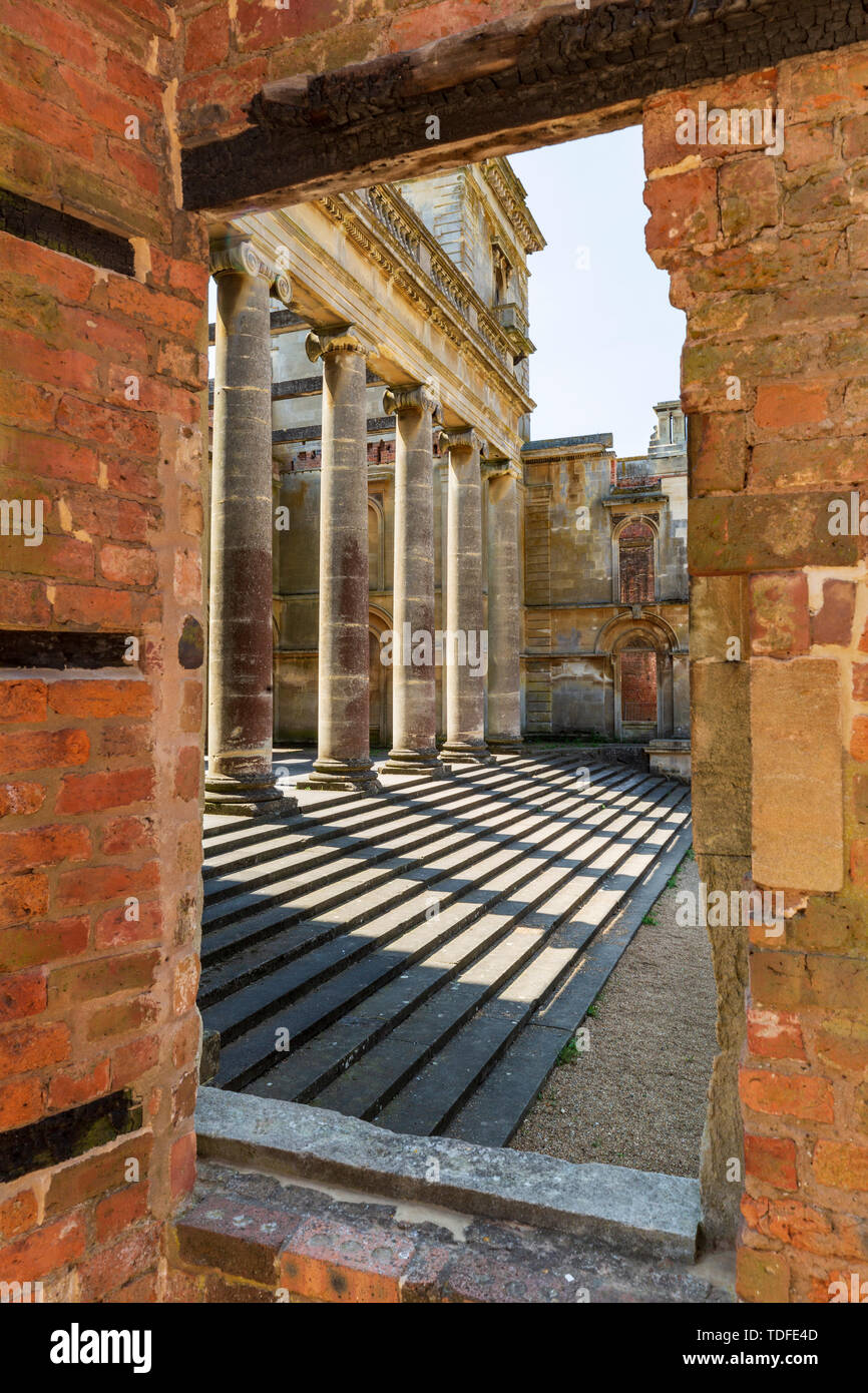 The entrance steps to Witley Court views through the Ball Room window ...
