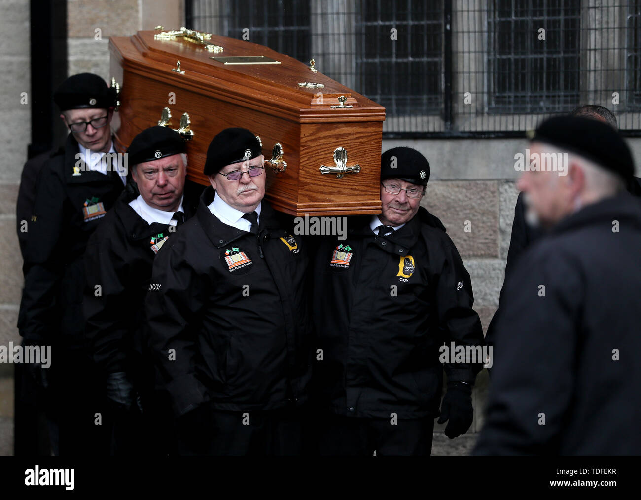 The coffin of former Provisional IRA leader Billy McKee is carried from ...