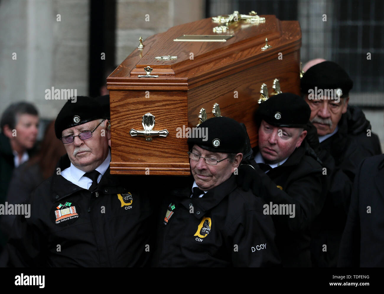 The coffin of former Provisional IRA leader Billy McKee is carried from ...