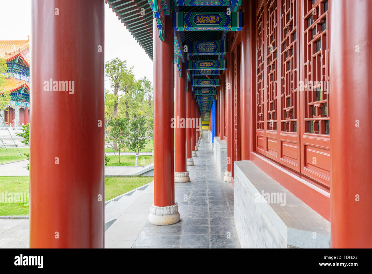 Chinese Corridor in Confucius Temple in Suixi, Guangdong Stock Photo ...