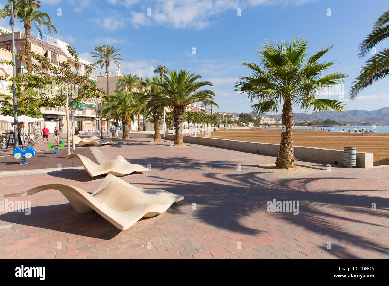 Puerto de Mazarron Spain visitors enjoying the beautiful Spanish beach ...