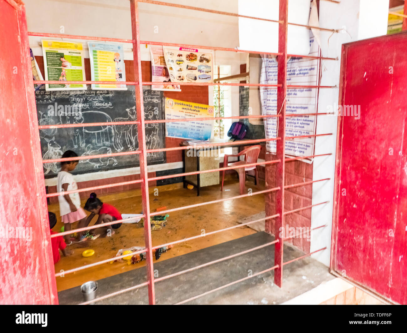 PUDUCHERY, INDIA - DECEMBER Circa, 2018. Interior of poor kids playing ...