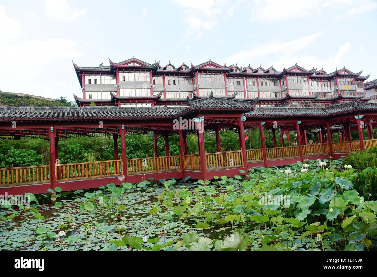 Antique architecture and lotus pavilion lotus Stock Photo - Alamy