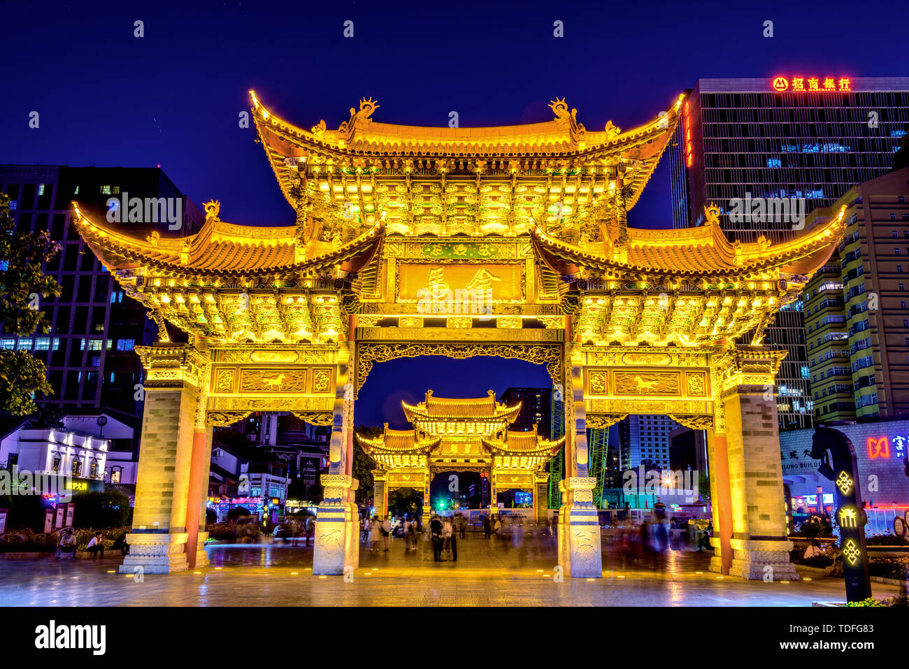 Golden horse blue chicken fang ancient architecture hi-res stock ...