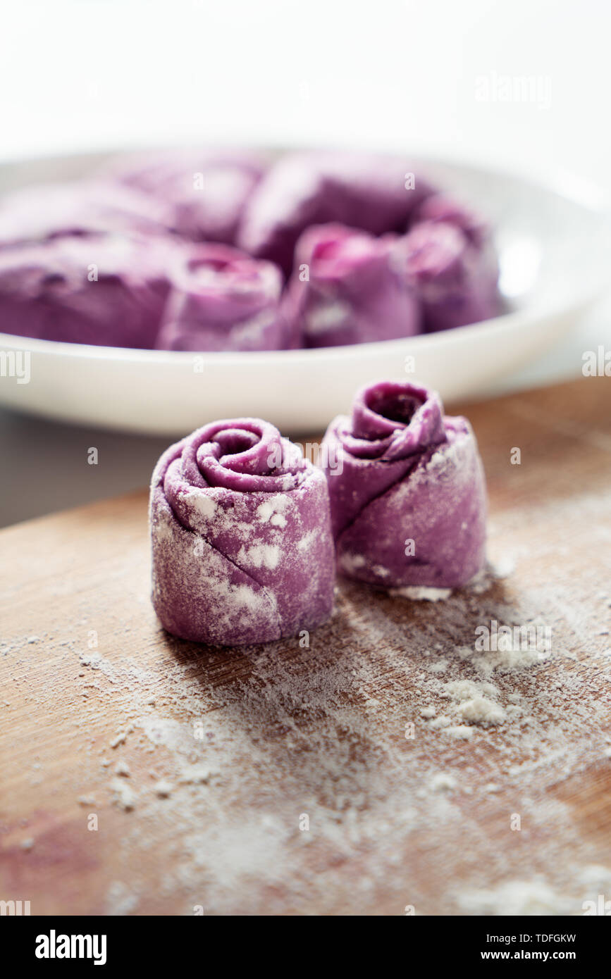Purple potato pastry cuisine Stock Photo - Alamy