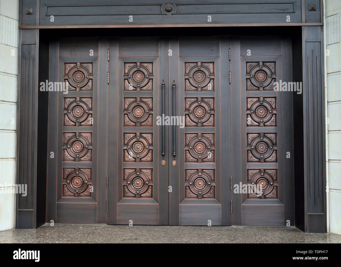 The big iron gate of the bank Stock Photo - Alamy