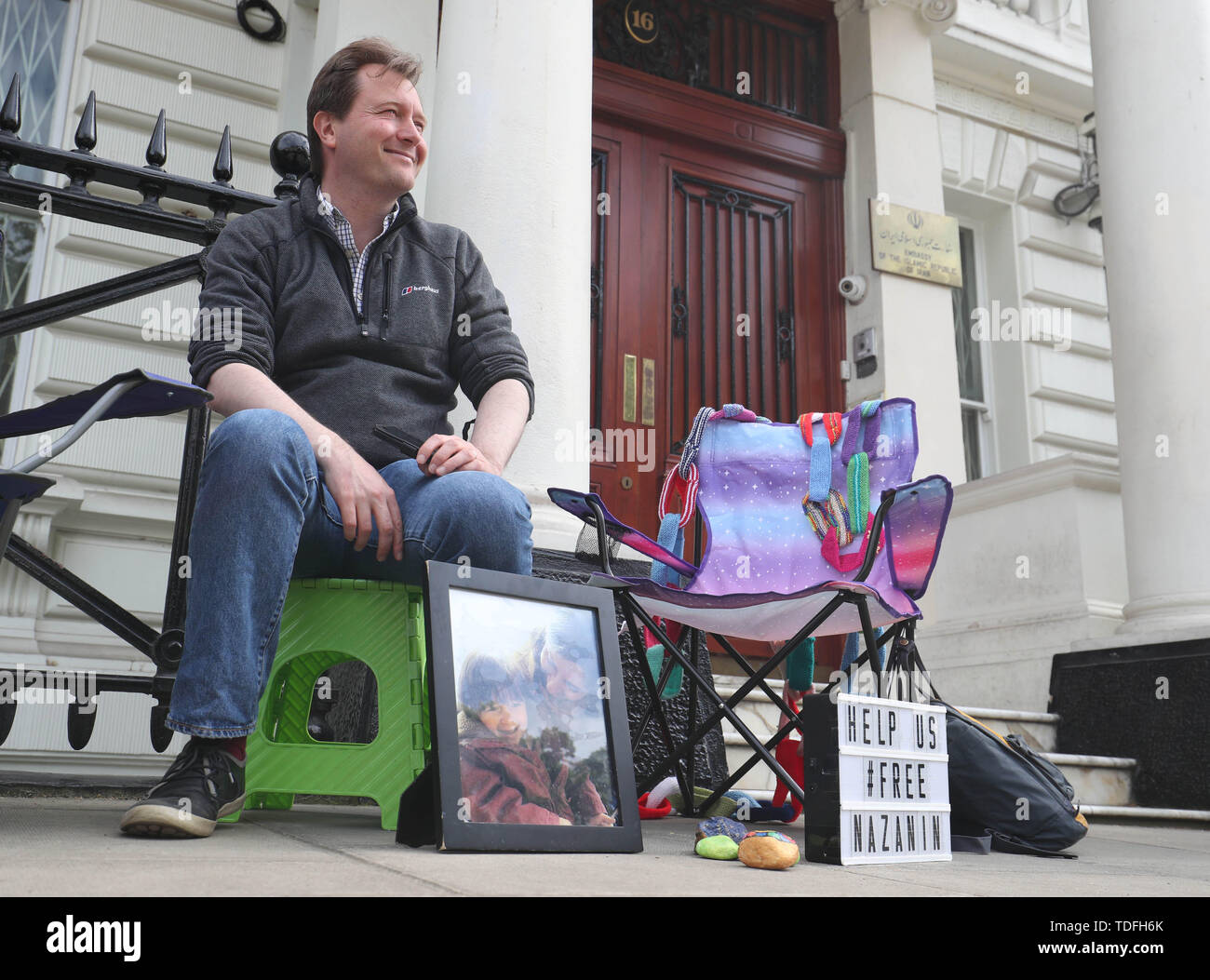 Richard Ratcliffe outside the Iranian Embassy in London where he is on ...