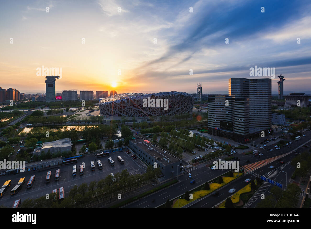 Olympic Sports Center sunset Stock Photo - Alamy