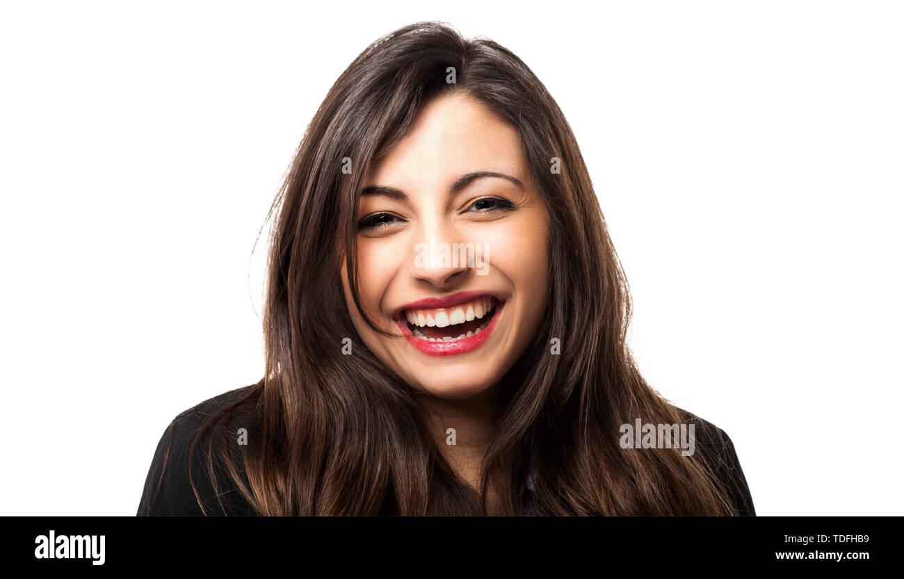 Pretty girl laughing Stock Photo - Alamy