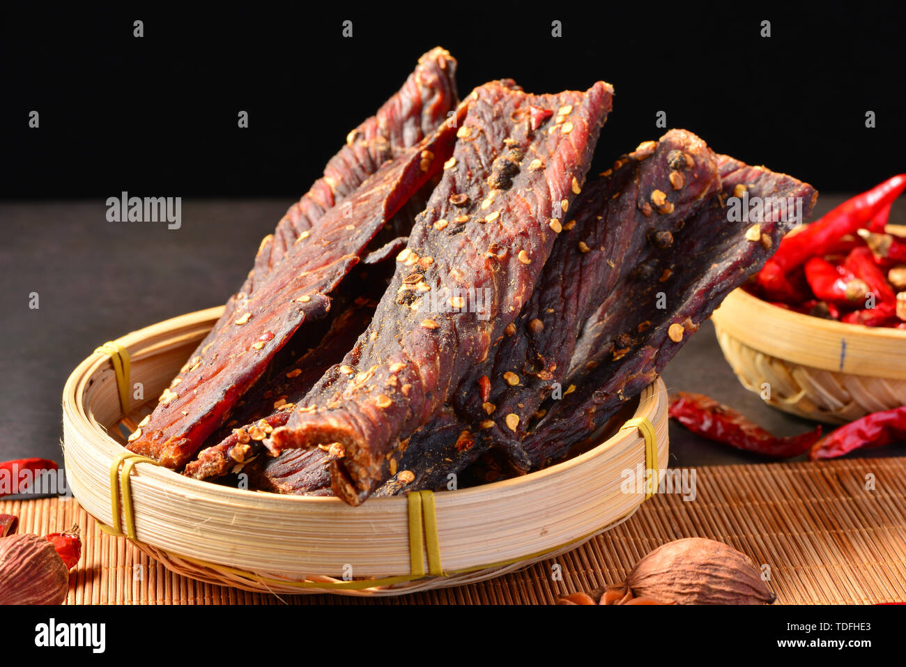 Air-dried hand-torn beef HD picture Stock Photo - Alamy