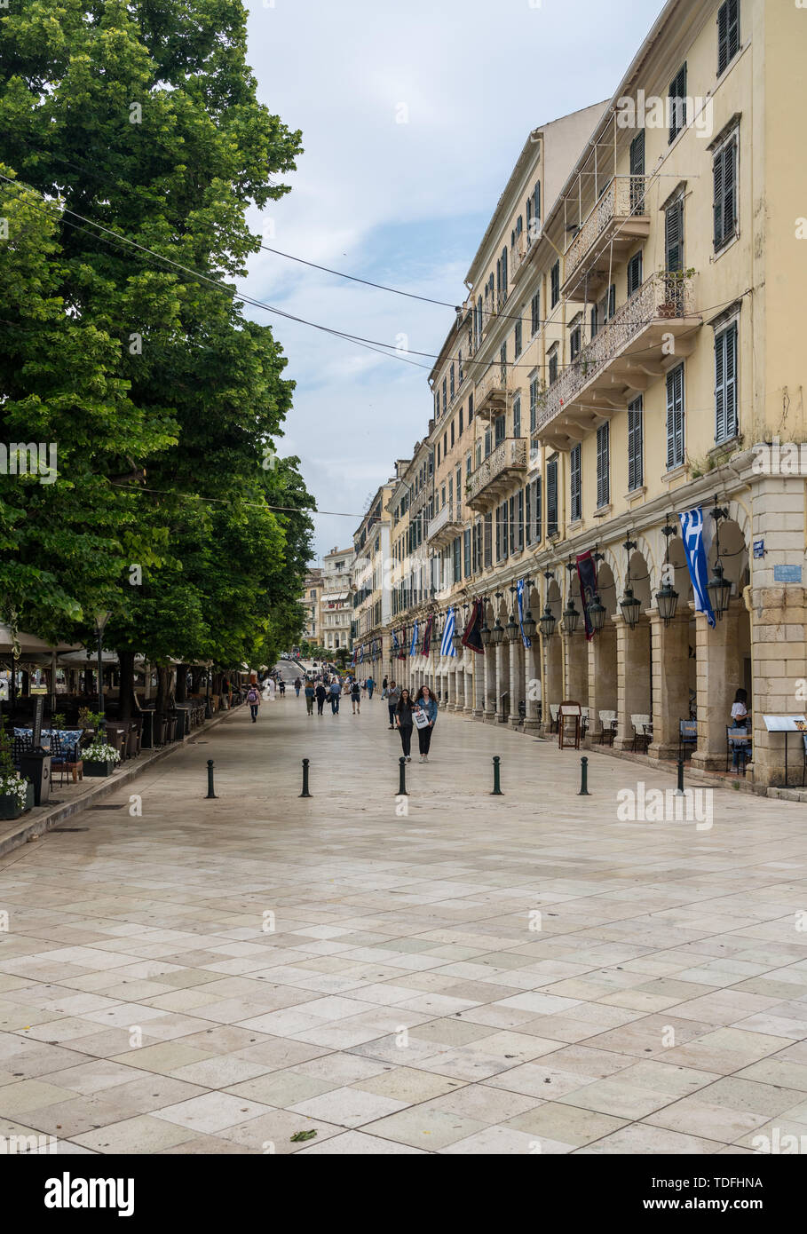 Famous Liston plaza by Spianada square in Old Town Corfu Stock Photo ...