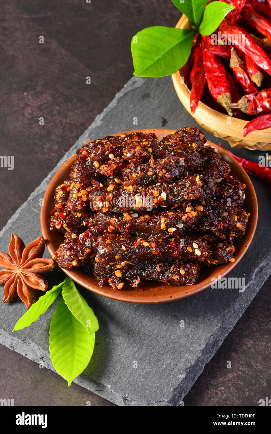 Spicy beef strips Stock Photo - Alamy