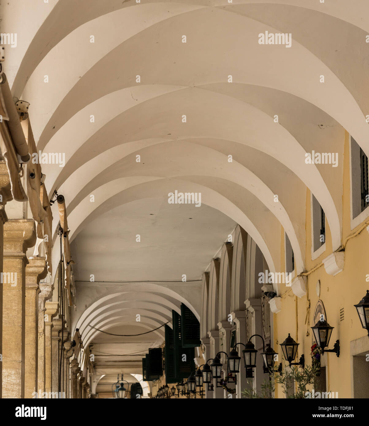 Famous Liston plaza by Spianada square in Old Town Corfu Stock Photo ...