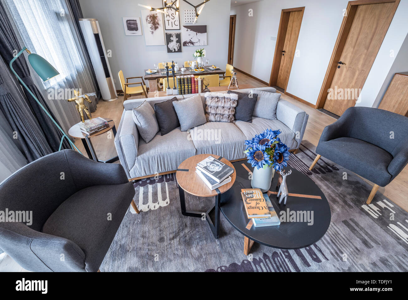Design of interior design space of model room in modern living room ...