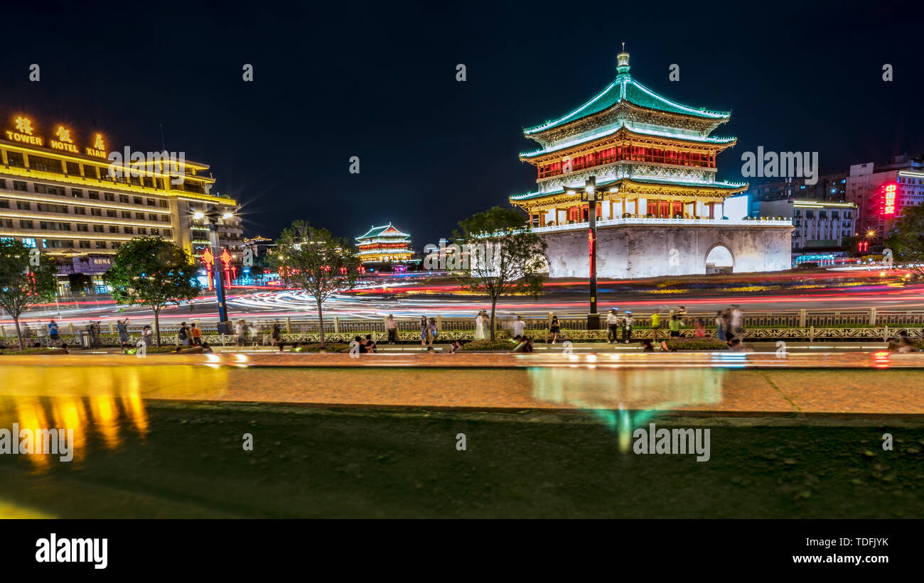 The ancient building clock tower and drum tower in the ancient city of ...