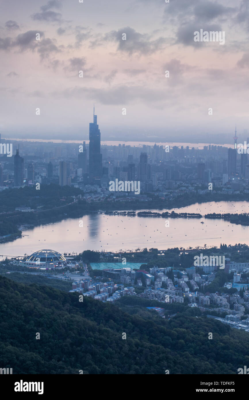 Night view and sunset of Nanjing city Stock Photo - Alamy